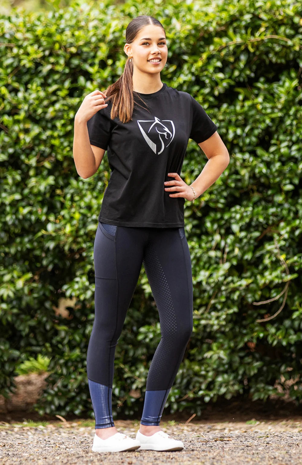 Bare Performance Riding Tights - Black And Navy Croc – The Tack Box Saddleworld