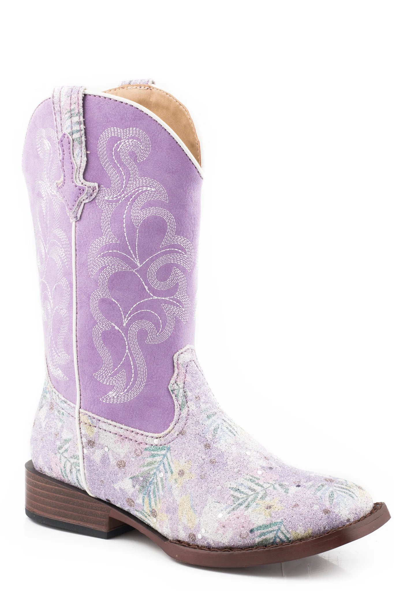 Roper Little Kids Lavender Floral Glitter Vamp - Purple – The Tack Box ...